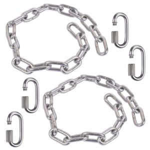 2 stainless steel chains (28") swing chains, heavy duty swing hardware,4 quick connection buckles, indoor and outdoor playground swings, hammocks, sandbags