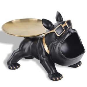 french bulldog decor statues key tray, creative office candy bowl key holder bowl, cool men home key bowl for entryway table bulldog sculpture - for modern desk countertop halloween bulldog gifts