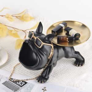 French Bulldog Decor Statues Key Tray, Creative Office Candy Bowl Key Holder Bowl, Cool Men Home Key Bowl for Entryway Table Bulldog Sculpture - For Modern Desk Countertop Halloween Bulldog Gifts