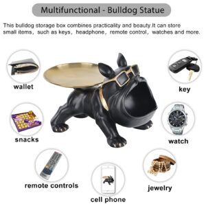 French Bulldog Decor Statues Key Tray, Creative Office Candy Bowl Key Holder Bowl, Cool Men Home Key Bowl for Entryway Table Bulldog Sculpture - For Modern Desk Countertop Halloween Bulldog Gifts