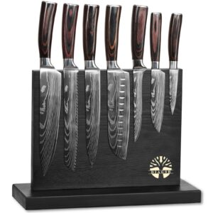 diagsh 7-piece kitchen knife set with magnetic block - high carbon stainless steel, hand-forged, dishwasher safe - professional kitchen knives set with block, versatile knife block sets for kitchen