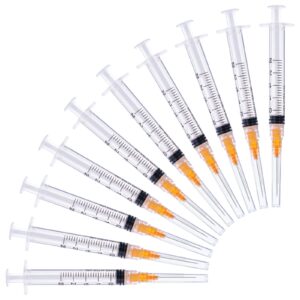 disposable 1ml syringe with 25ga 1 inch needle, individual package pack of 100 .suitable for refilling liquid, inks and industry