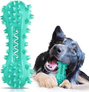 cerisurio toothbrush dog chew toy, stick bone for dog teeth cleaning, tooth brushing, teething chew toys, dental oral care for small, medium and large dogs(blue)