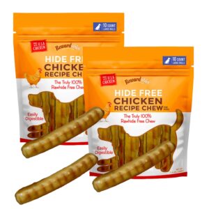 p2p hide free chicken recipe chew for dogs, 100% rawhide free chews, natural dog treats, easily digestible large rolls, dental sticks pet food supplies, 2.4 lb bags(2 pack)