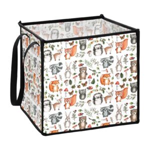 senya large collapsible storage bins with handles woodland animals foldable laundry hamper cubes fabric basket closet organizer containers box for home bedroom office 13 x 13 x 13in b06d22016