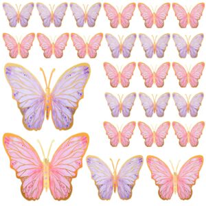 outus 48 pcs christmas butterfly party decoration butterfly baby shower centerpieces for tables large paper butterfly table toppers centerpieces wall decor for birthday party supplies(pink, purple)