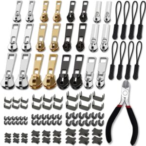 105 pieces zipper repair kit #3#5#8, zipper replacement with install plier for repairing coats, jackets, tents, backpacks, sleeping bag, luggage