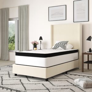 merrick lane lofton extra firm hybrid mattress - white - certipur-us certified foam - 12 inch - twin - bed in a box