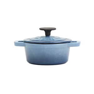 smith & clark 1-quart enameled cast iron dutch oven pot with lid, blue