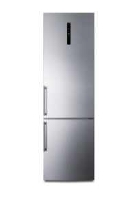 summit appliance ffbf181es2im 24" wide bottom freezer refrigerator with icemaker, 11.7 cu.ft capacity, open door alarm, stainless steel doors, led visual alarms, no-frost operation, multi-flow fan