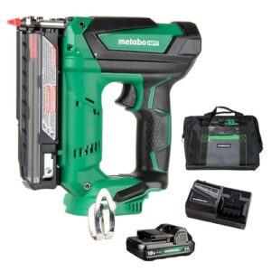 metabo hpt cordless pin nailer kit, 18v, 23 gauge, 5/8" up to 1-3/8" pin nails, 2,700 nails per charge, 18v 2.0 ah lithium ion battery, fast charger, bag, lifetime power tool warranty, np18dsalt