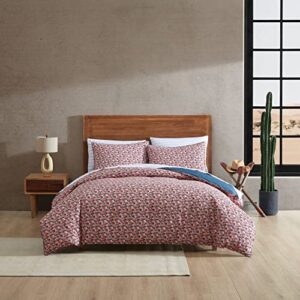 wrangler- queen duvet cover set, reversible cotton bedding set with matching sham(s), casual home décor (prairie floral red, queen)