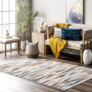 nuloom katya contemporary waves machine washable area rug, 4x6, multi