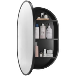 movo 21 inch x 31inch oval medicine cabinet mirror bathroom wall storage cabinet mirror surface mount installation