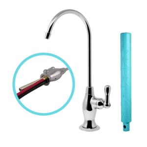 metpure ro faucet reverse osmosis drinking water air gap filtration system water dispenser spout (chrome) with pre-inserted tubing and faucet wrench ro-fw148