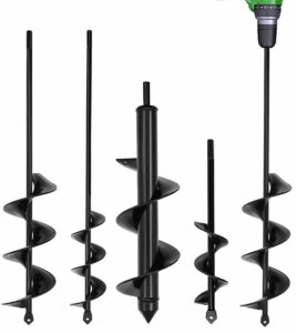 4 set auger drill bit for planting,heavy duty garden auger spiral drill bit bulb planter tool for planting bedding plants,universal for cordless drill(1.6"x9",1.6"x16.5",3"x16.5",3"x12")