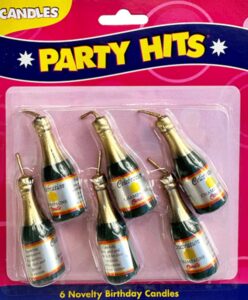 champagne bottle birthday cake candles - 6 pc