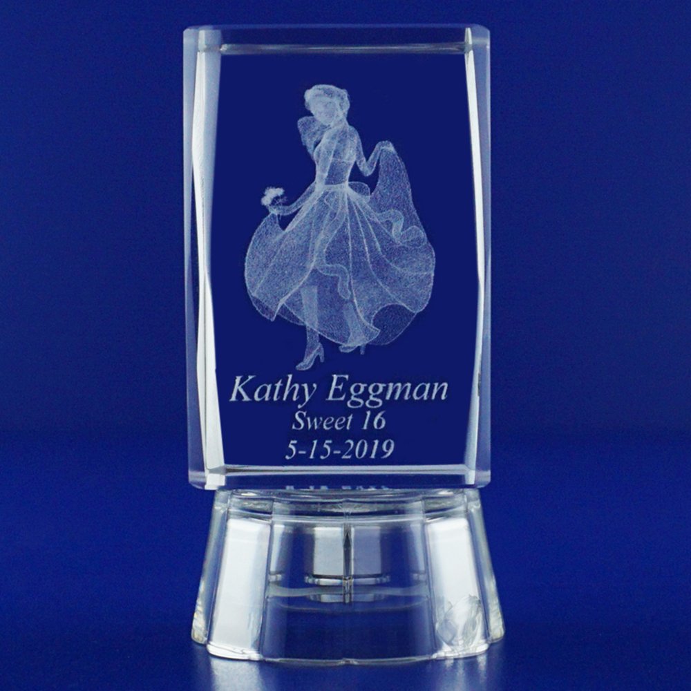 Quinceañera Party Favor 12 Pieces 3D Crystal Favor Personalization Customization Laser Engraving - Birthday, Mis XV Años, Mis 15 Años, Sweet 15 and Sweet 16 (2.5"H)