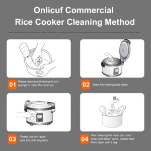 Onlicuf Commercial Rice Cooker 70-Cup Cooked (35-Cup Uncooked) Stainless Steel Housing 1550W for Restaurant