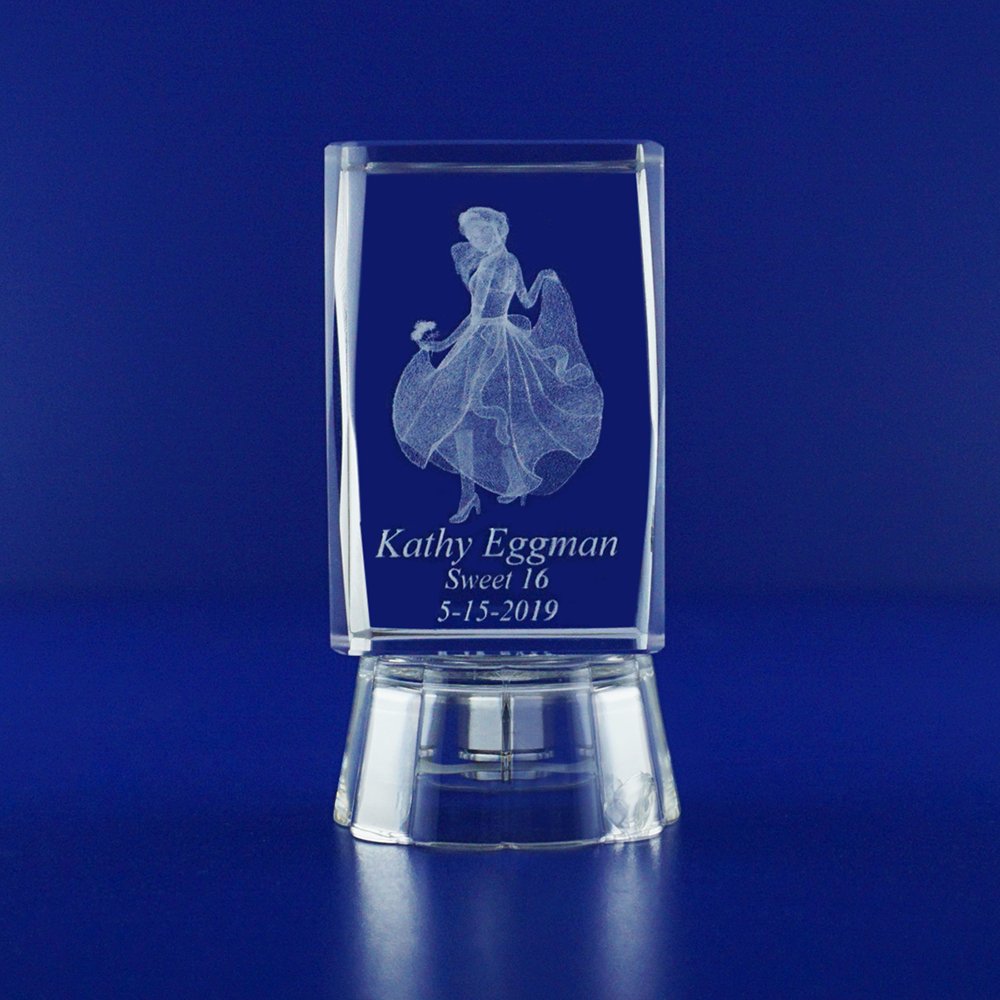 Quinceañera Party Favor 12 Pieces 3D Crystal Favor Personalization Customization Laser Engraving - Birthday, Mis XV Años, Mis 15 Años, Sweet 15 and Sweet 16 (2.5"H)