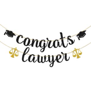 ambishi black glitter congrats lawyer banner, congrats law grad sign, class of 2024 graduation bunting decor, lawyer up future lawyer garland for law school survivor