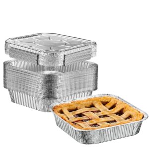 gusto [25 sets 8-inch square foil pans with lids - disposable food containers, aluminum foil pans for baking, cooking, storing and preparing food (formerly comfy package)