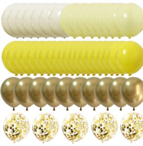 pastel yellow cream gold balloons 12inch –matte pale yellow ivory white balloons 60packs for baby bridal shower birthday party decorations (bright yellow)