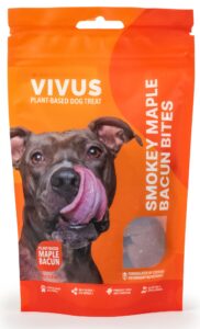 vivus pets vegan dog treats - smokey maple bacun bites for gut health and skin coat with all natural, allergen free & human grade ingredient - suitable for all breeds, 5.3 oz