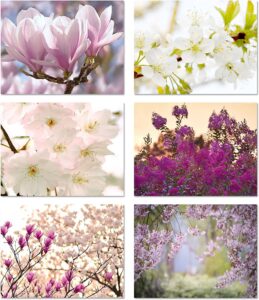 small world greetings spring blossoms flower note cards 12 count - blank inside with white envelopes - a2 size 5.5" x 4.25" - floral stationery - birthday, thank you, and more