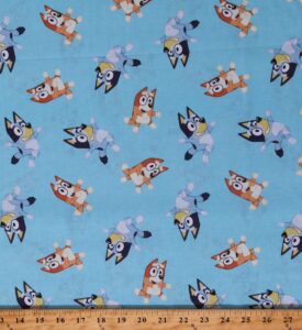 cotton bluey and bingo dogs kids children's characters blue cotton fabric print by the yard (78285-a620715) officially licensed