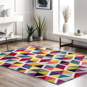 nuloom maris colorful geometric tiles accent rug, 3x5, multi