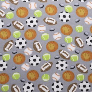 mook fabrics flannel snuggy prt sports, grey