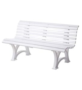 plow & hearth weatherproof german pvc outdoor bench | 3-seat | holds up to 500 lbs | garden patio porch park deck | steel and resin (white)