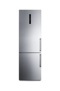 summit appliance ffbf249ss2lhd 24" wide bottom freezer refrigerator; stainless steel doors; 10.6 cu.ft capacity; open door alarm; digital thermostats; frost-free/automatic, child lock