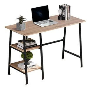 vecelo 43 inch computer modern student writing home-office, ladder desk, oak+black leg