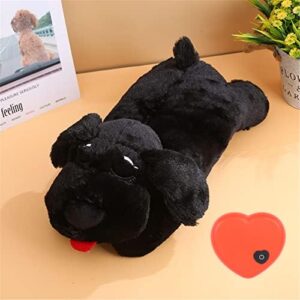 3t group puppy heartbeat stuffed animal for dogs,heartbeat puppy toy,heartbeat plush dog toys for puppy sleep aid,dog heartbeat toy for anxiety relief,heartbeat calming pillow puppy toys(black)