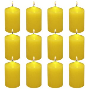 12 pack 2x3 inch citronella pillar candles outdoor indoor, 22 hours dripless smokeless yellow candles for for home garden pool porch