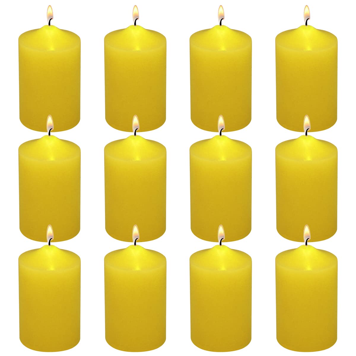 12 Pack 2x3 Inch Citronella Pillar Candles Outdoor Indoor, 22 Hours Dripless Smokeless Yellow Candles for for Home Garden Pool Porch