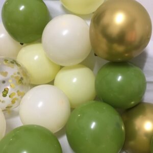 Olive Green Gold Balloons 12inch – Ivory White Pastel Yellow Green Balloons for Baby Shower Wedding Birthday Party Decorations 60 packs (Lime Green)