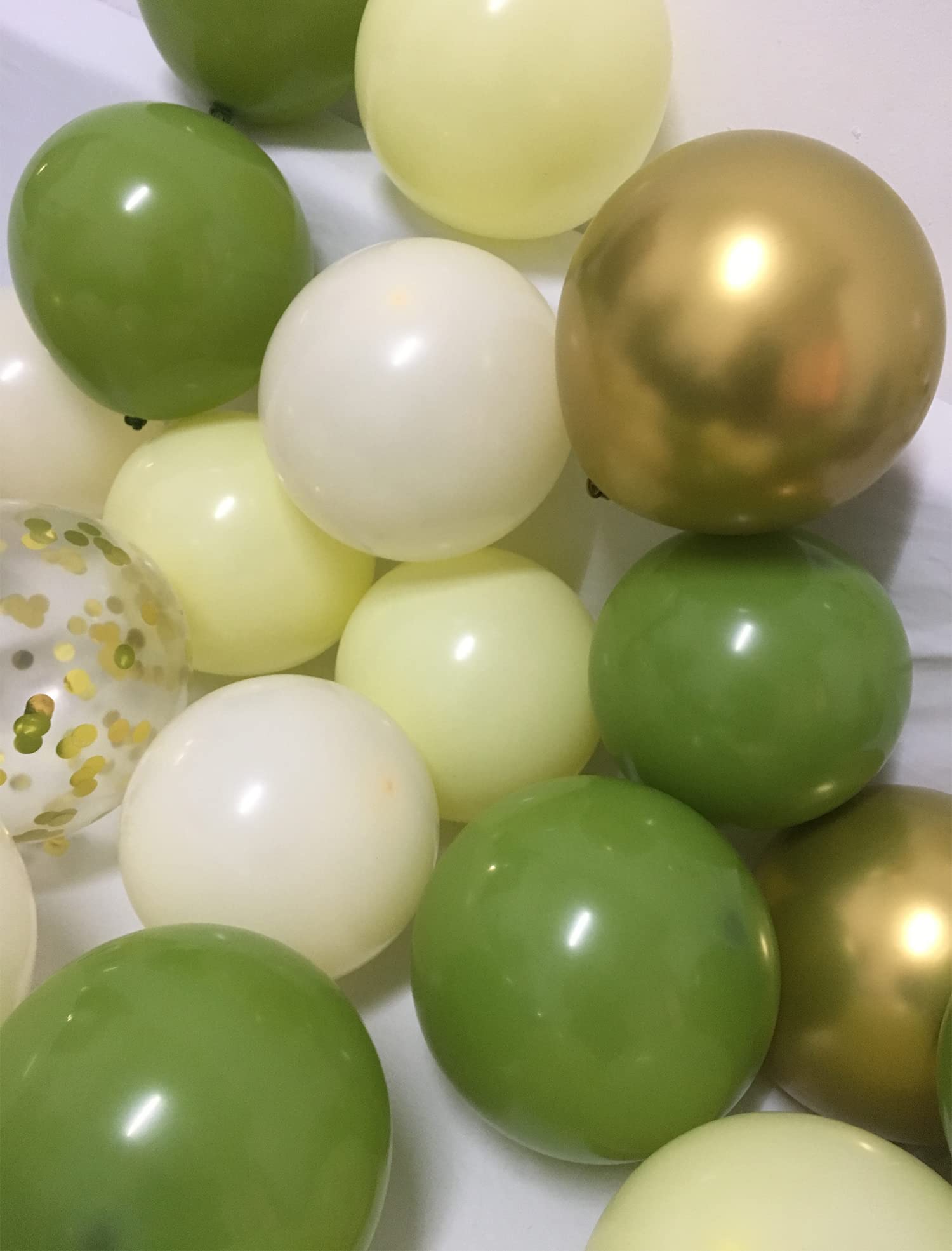 Olive Green Gold Balloons 12inch – Ivory White Pastel Yellow Green Balloons for Baby Shower Wedding Birthday Party Decorations 60 packs (Lime Green)