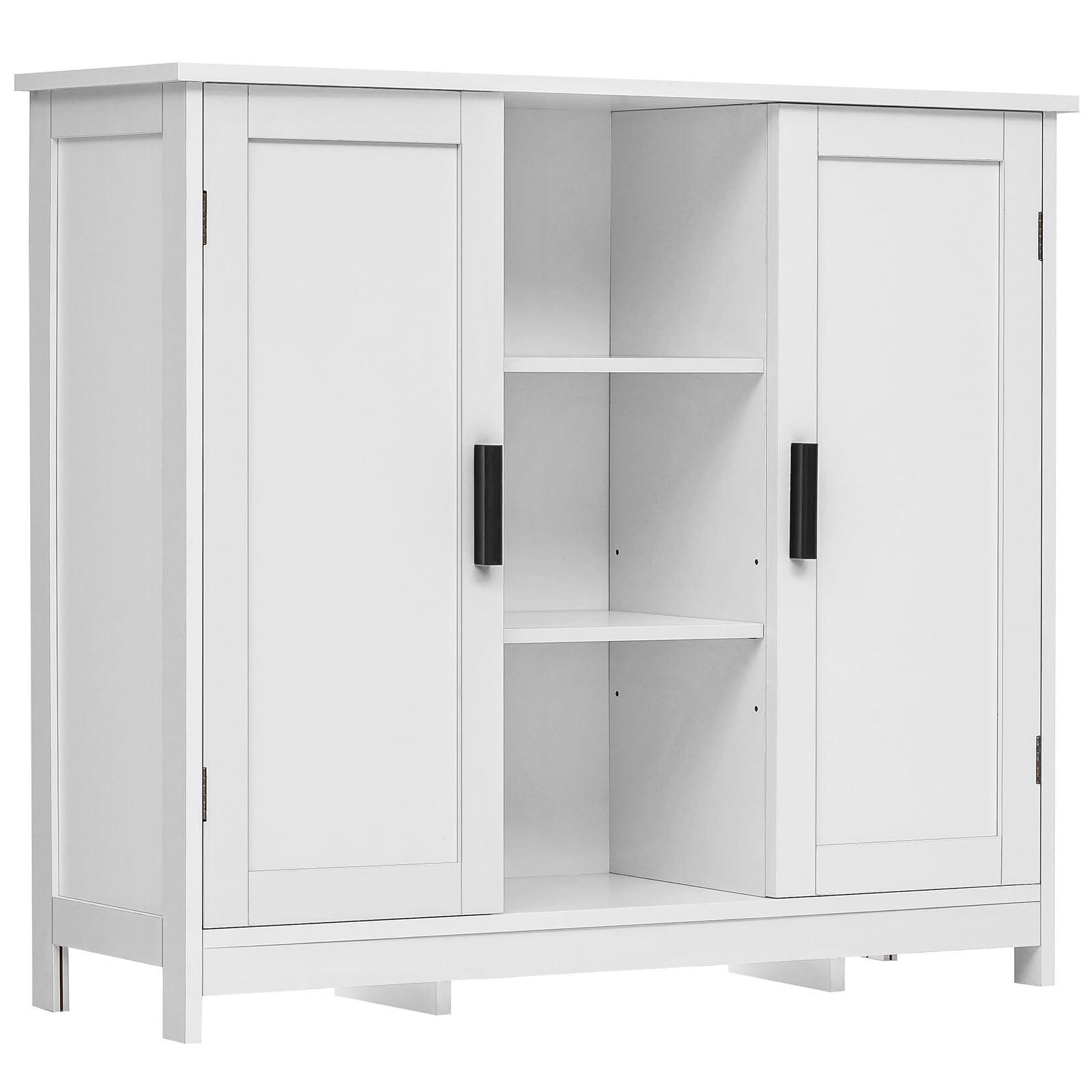 Iwell Storage Cabinet with 2 Doors and 4 Storage Shelves, Credenza Buffet Cabinet, Bathroom Cabinet for Living Room, Entryway, Home Office, White