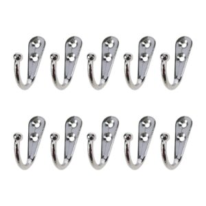 tsnamay 10 pieces small hooks wall mounted coat hooks,zinc alloy antique single hook for hanging mug cup, coffee cup, bag, robe, towels, keys,silver