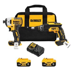 dewalt 20v max xr drywall screw gun and impact driver, power tool combo kit, 2 batteries and charger included (dck268p2)