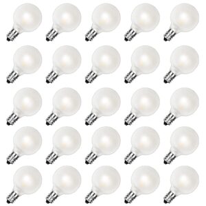 g40 led frosted white replacement light bulbs, e12 led candelabra globe light bulbs, 1.5 inch frosted string lights bulbs for indoor outdoor, 0.6 watt e12/c7 base chandelier light bulbs-25 pack