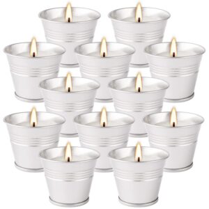 12 pack citronella candles outdoor 2.0oz soy wax candles in small buckets for home patio porch