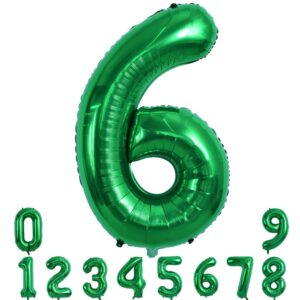 toniful 40 inch dark green large numbers balloon 0-9 birthday party decorations,foil mylar big number 6 balloon digital 6 for birthday party,wedding, bridal shower engagement photo shoot, anniversary