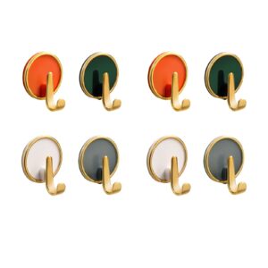 8pcs round decorative wall hooks wall-mounted sticky hooks with metal edge home storage hook for hanging towels/coats/purse (multicolor)