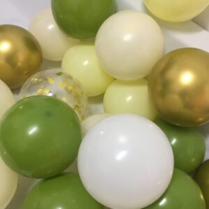 Olive Green Gold Balloons 12inch – Ivory White Pastel Yellow Green Balloons for Baby Shower Wedding Birthday Party Decorations 60 packs (Lime Green)