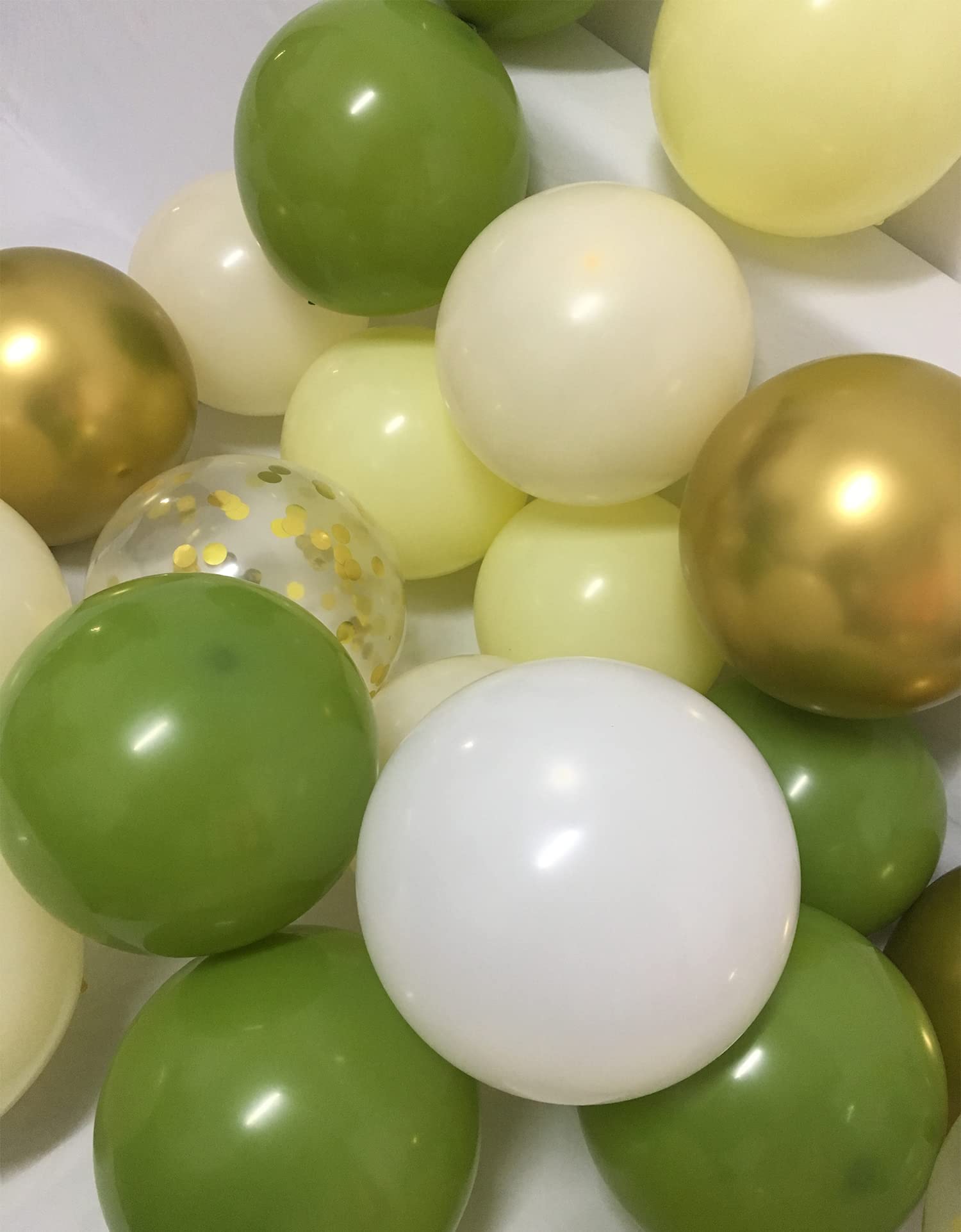 Olive Green Gold Balloons 12inch – Ivory White Pastel Yellow Green Balloons for Baby Shower Wedding Birthday Party Decorations 60 packs (Lime Green)