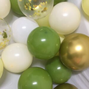 Olive Green Gold Balloons 12inch – Ivory White Pastel Yellow Green Balloons for Baby Shower Wedding Birthday Party Decorations 60 packs (Lime Green)